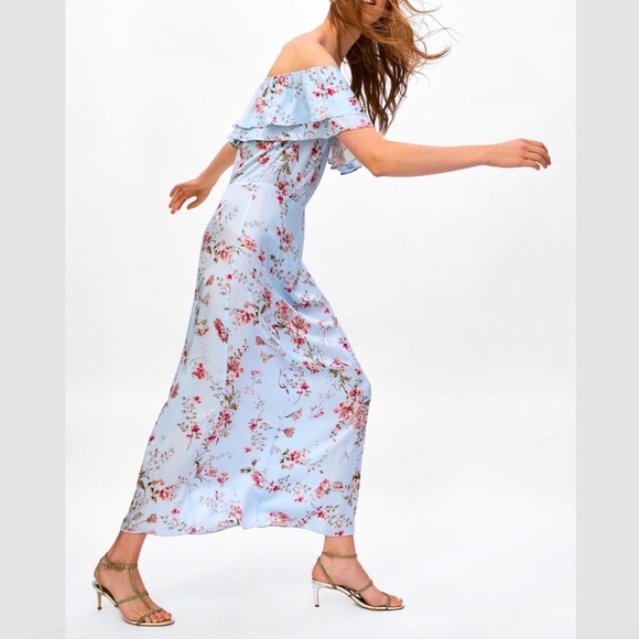 Zara | Dresses | Zara Ruffle Floral Maxi Dress | Poshmark
